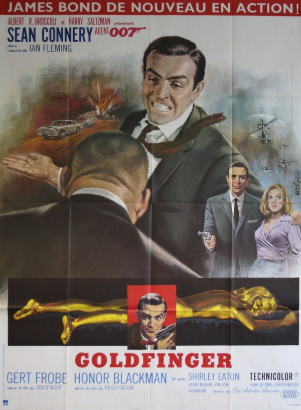 JAMES BOND GOLDFINGER: 1970's Jean Mascii Artwork - Vintage Movie Posters