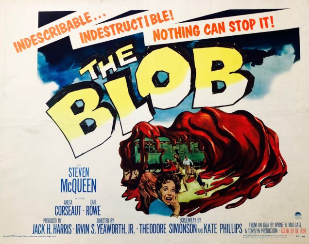 Original The Blob Movie Poster - Steve McQueen - Science Fiction - Horror