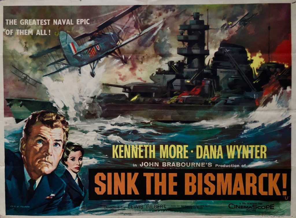 Original Sink the Bismarck Movie Poster - Kenneth More - Lewis Gilbert
