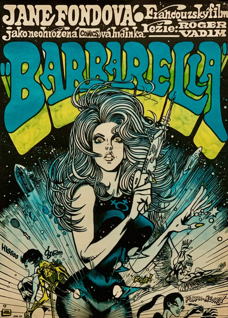 Original Barbarella Movie Poster - Czech - Jane Fonda - Roger Vadim