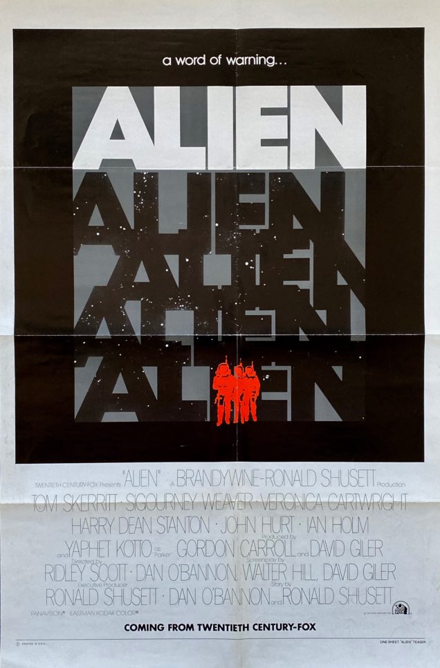 Original Alien Movie Poster - Ridley Scott - Sigourney Weaver - Horror