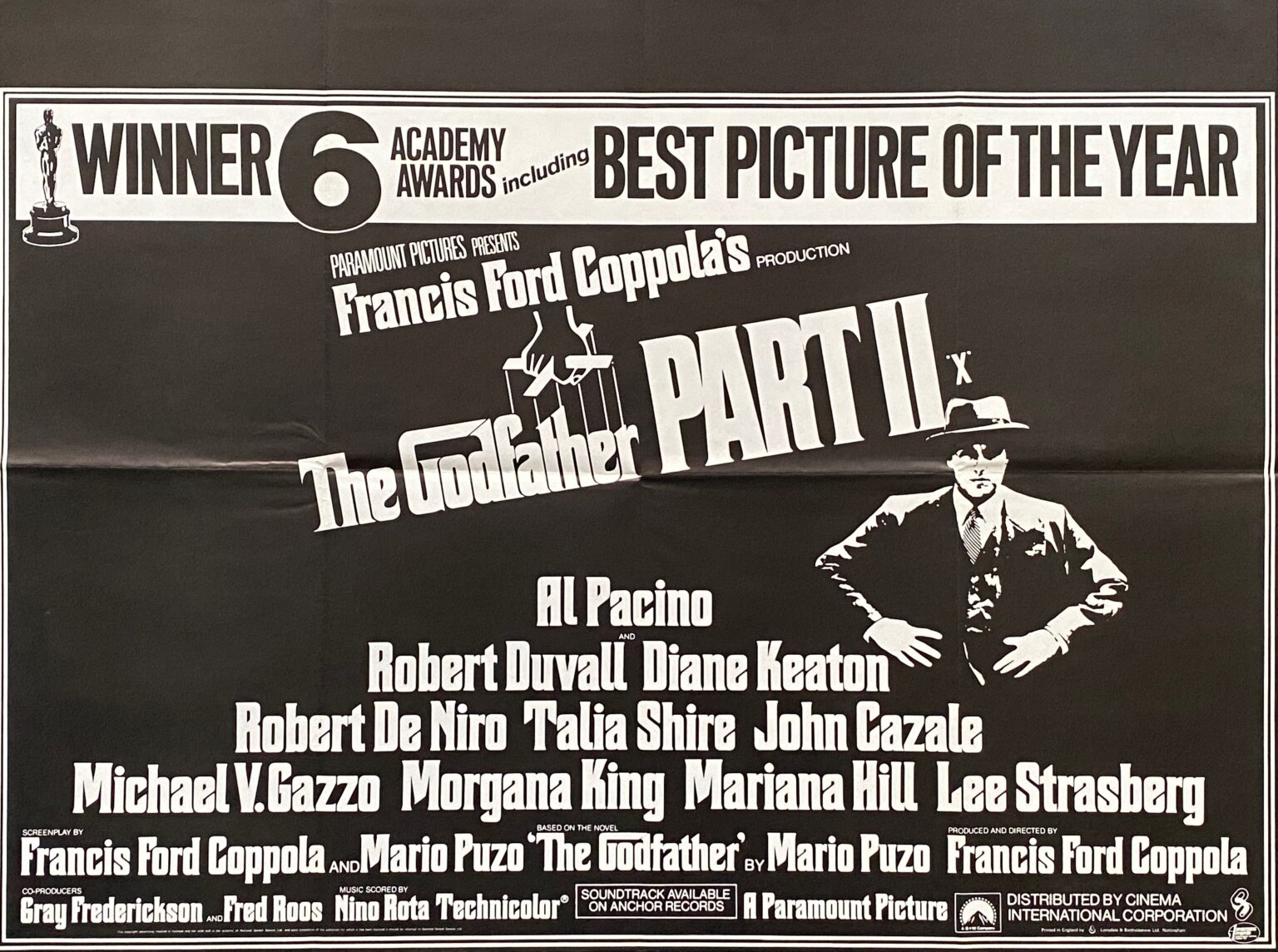 Original Godfather: Part II Movie Poster - Al Pacino - Michael Corleone