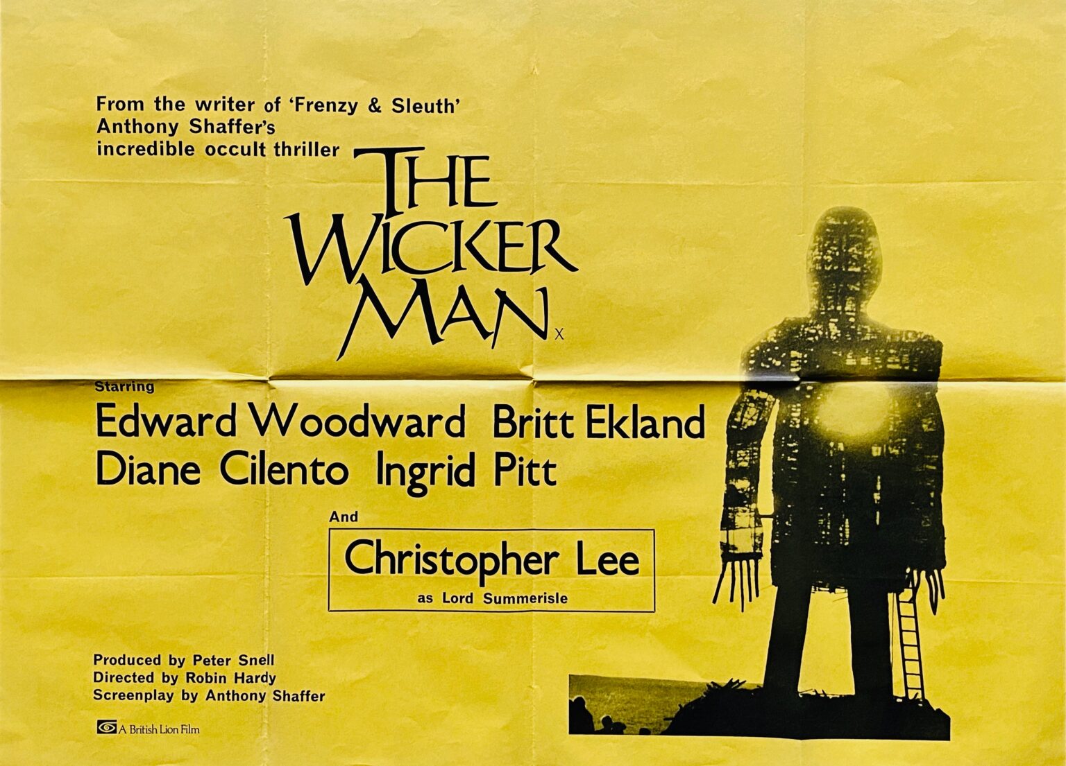 Original The Wicker Man Movie Poster - Christopher Lee - Horror - British