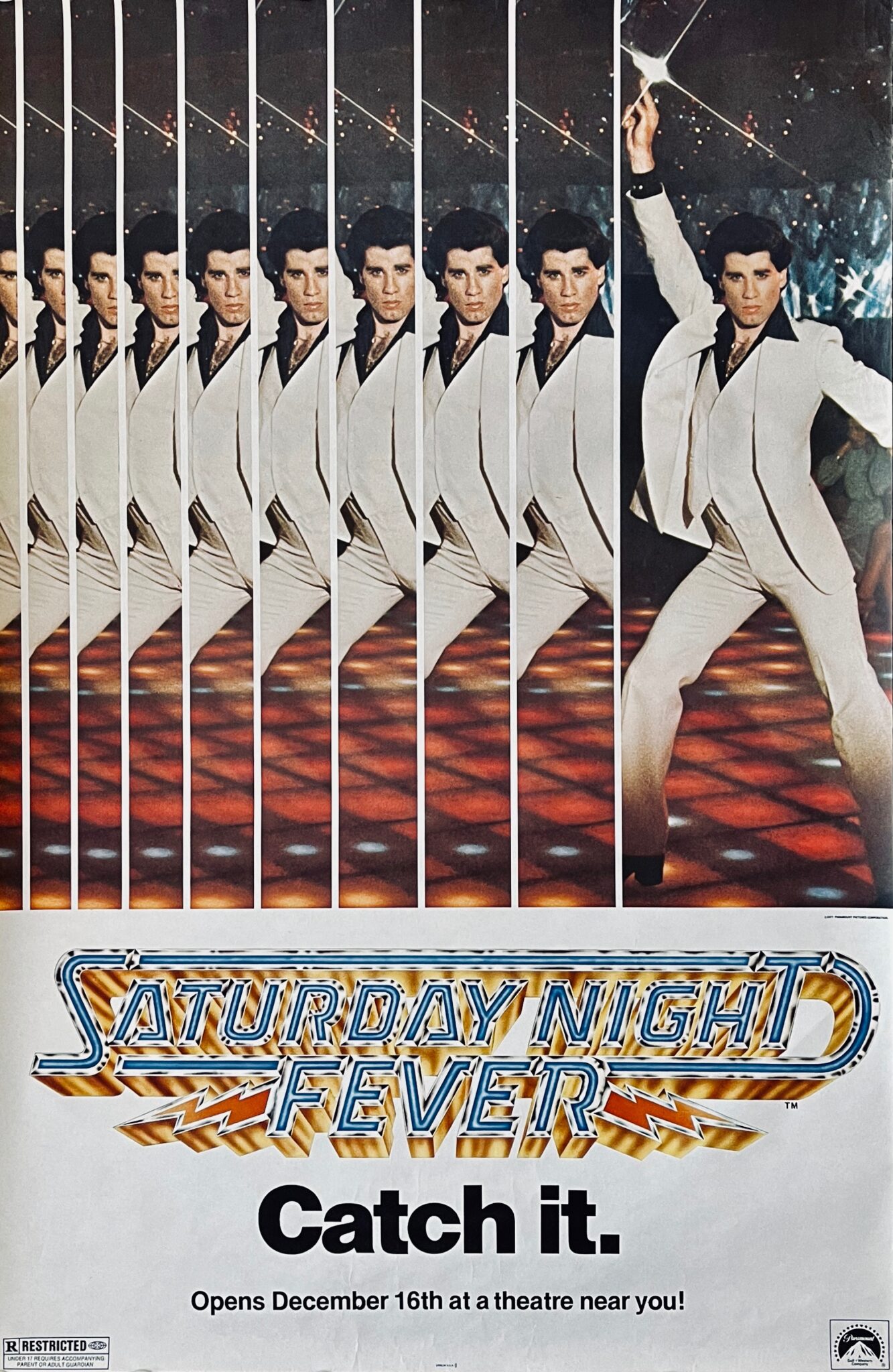 Original Saturday Night Fever Movie Poster - John Travolta - Disco - Music