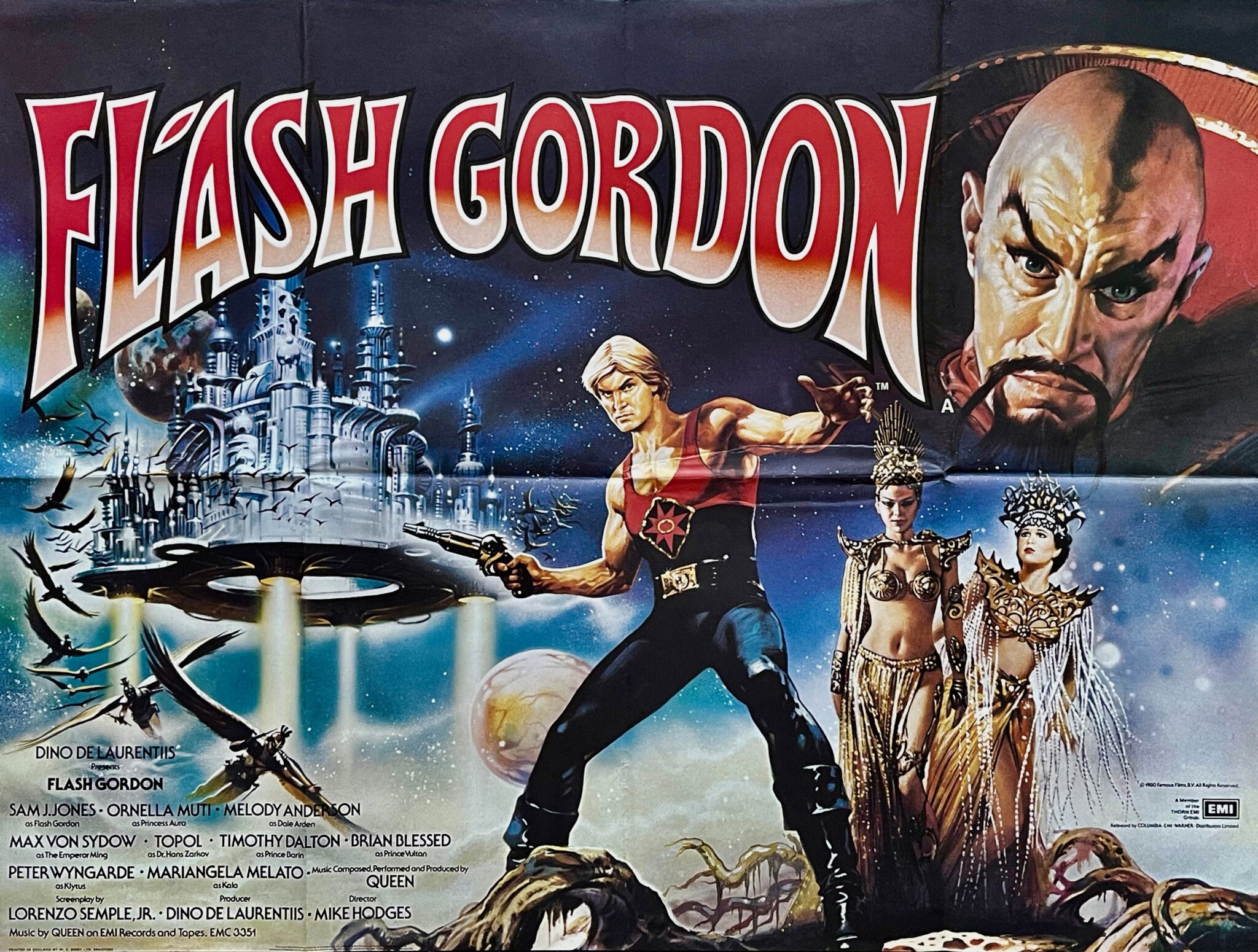 Original Flash Gordon Movie Poster - Sam Jones - Renato Casaro - Sci-Fi