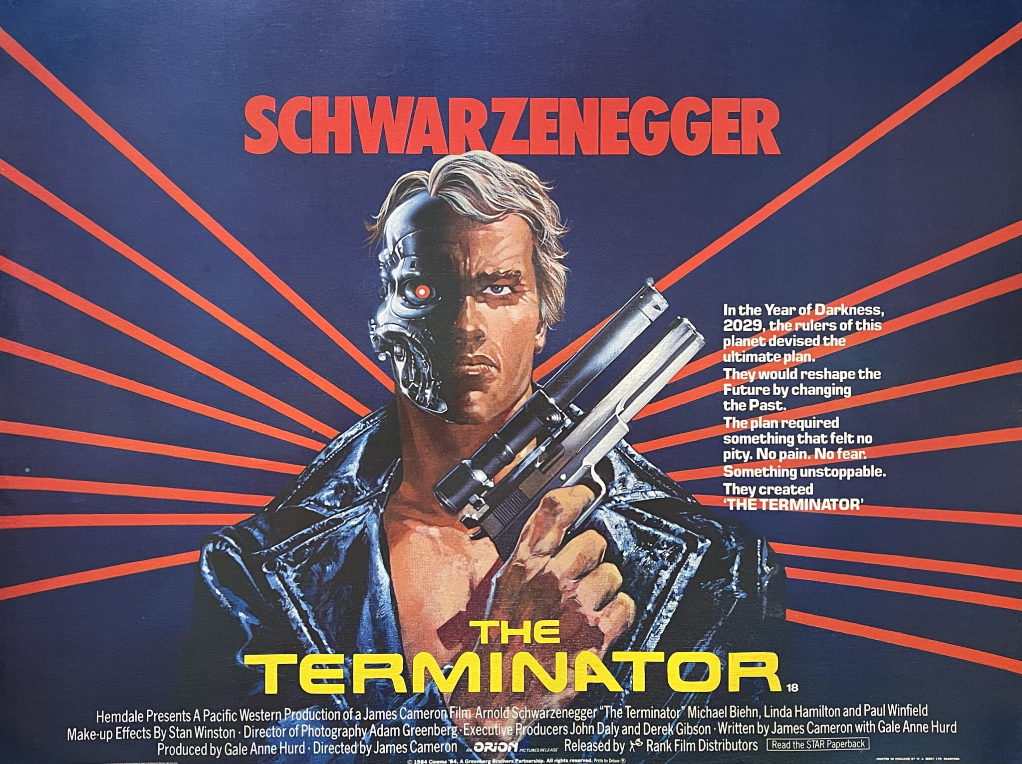 Original The Terminator Movie Poster - Arnold Schwarzenegger - Sci Fi