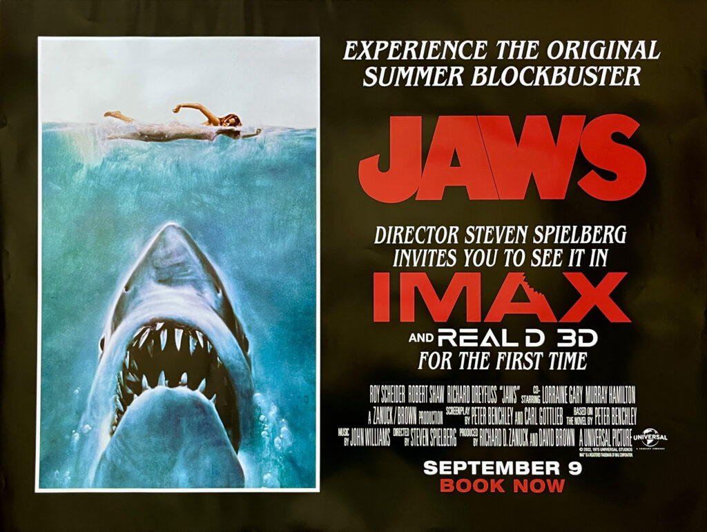 Original Jaws Movie Poster - Steven Spielberg - Great White Shark - Imax