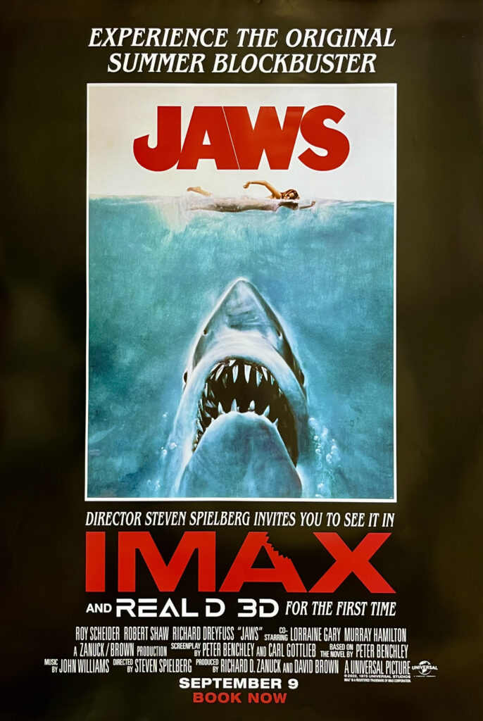 Original Jaws Movie Poster - Steven Spielberg - Great White Shark - Imax