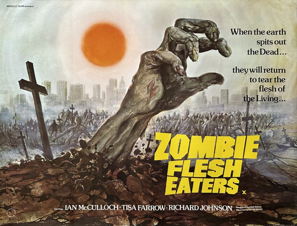 Original Zombie Flesh Eaters Movie Poster Movie Poster - Lucio Fulci