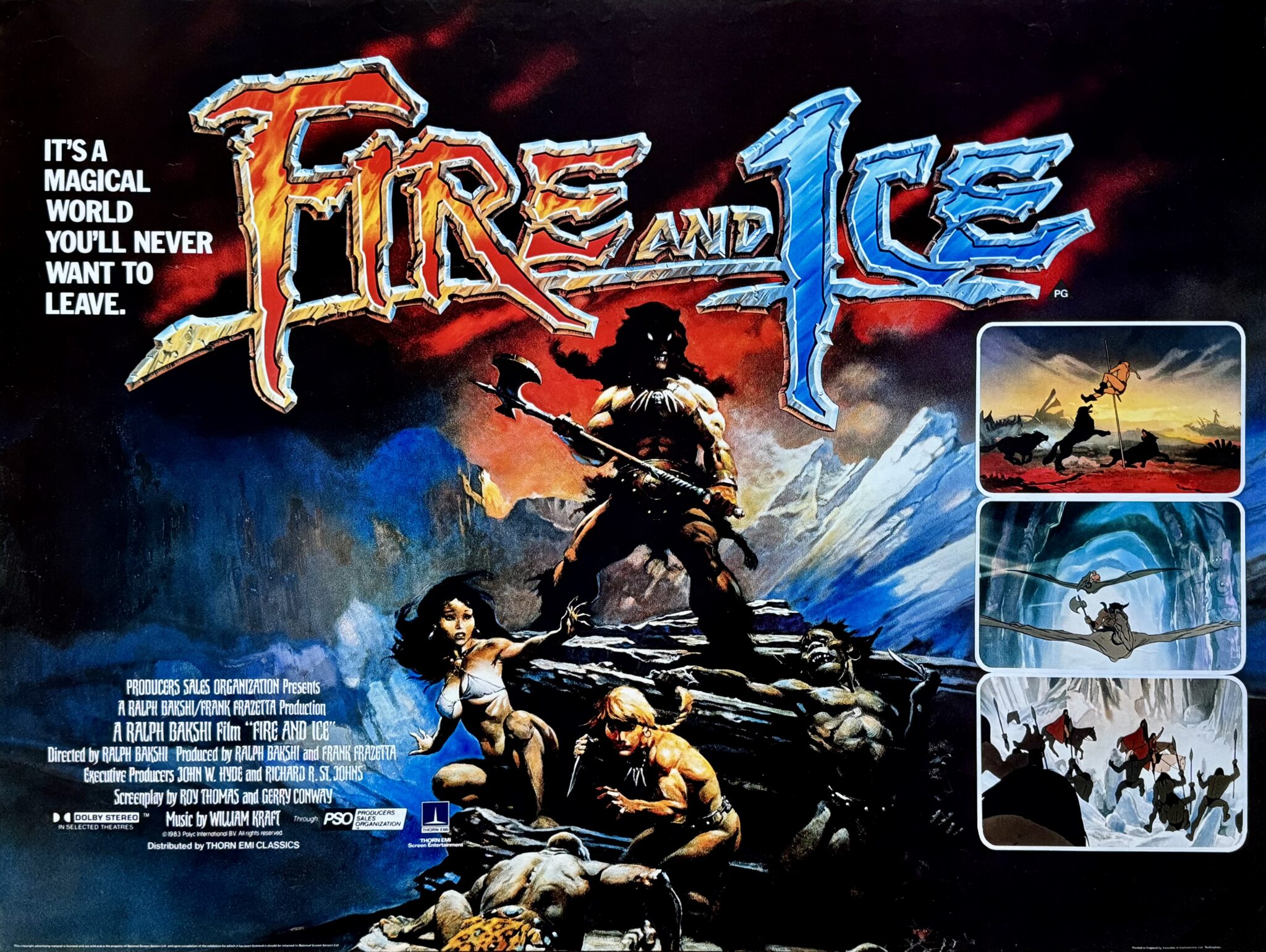 Original Fire and Ice Movie Poster - Ralph Bakshi - Frank Frazetta