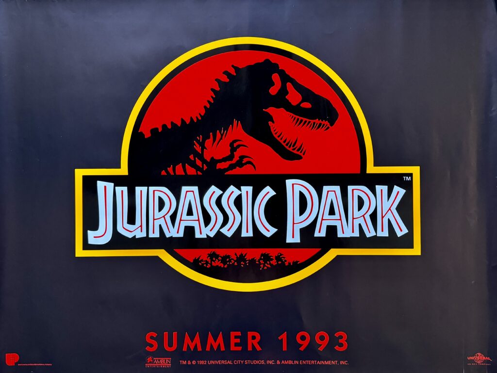 Original Jurassic Park Movie Poster - Steven Spielberg - T-Rex