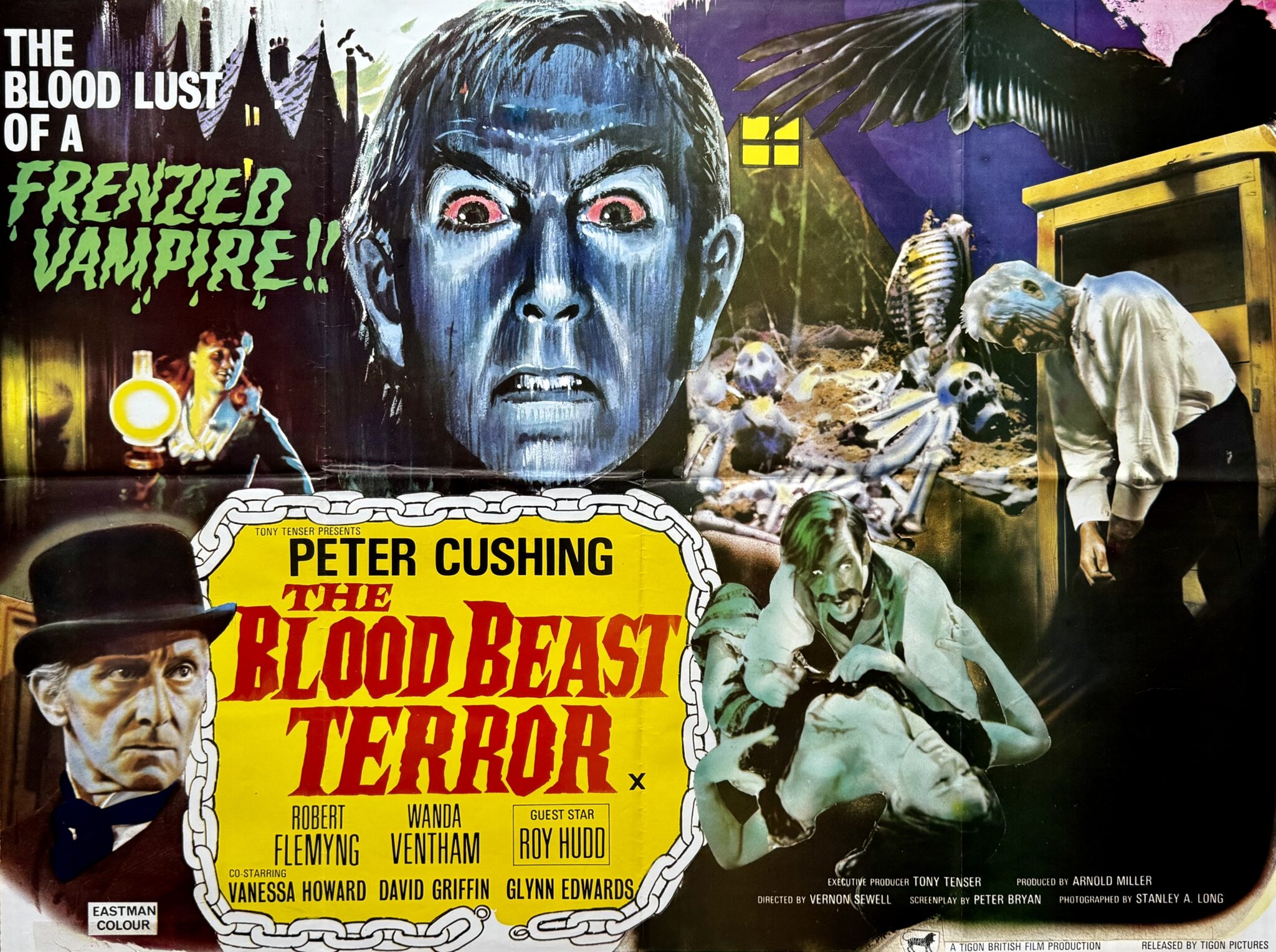 Original Blood Beast Terror Movie Poster - Peter Cushing - Tigon