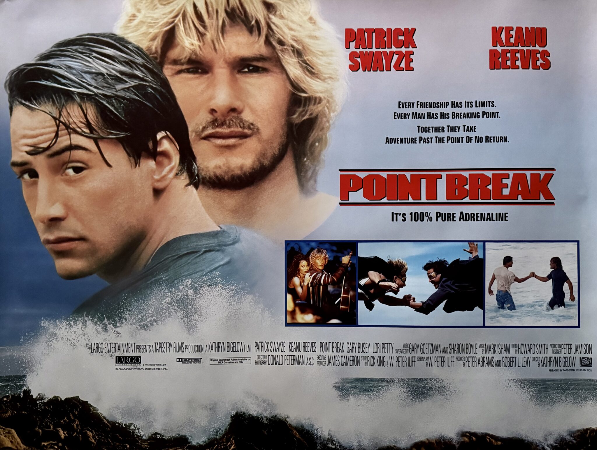 Original Point Break Movie Poster - Keanu Reeves - Surfing