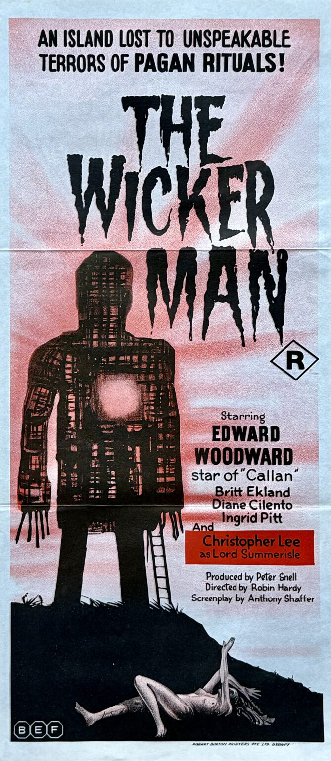 Original The Wicker Man Movie Poster - Christopher Lee - Horror
