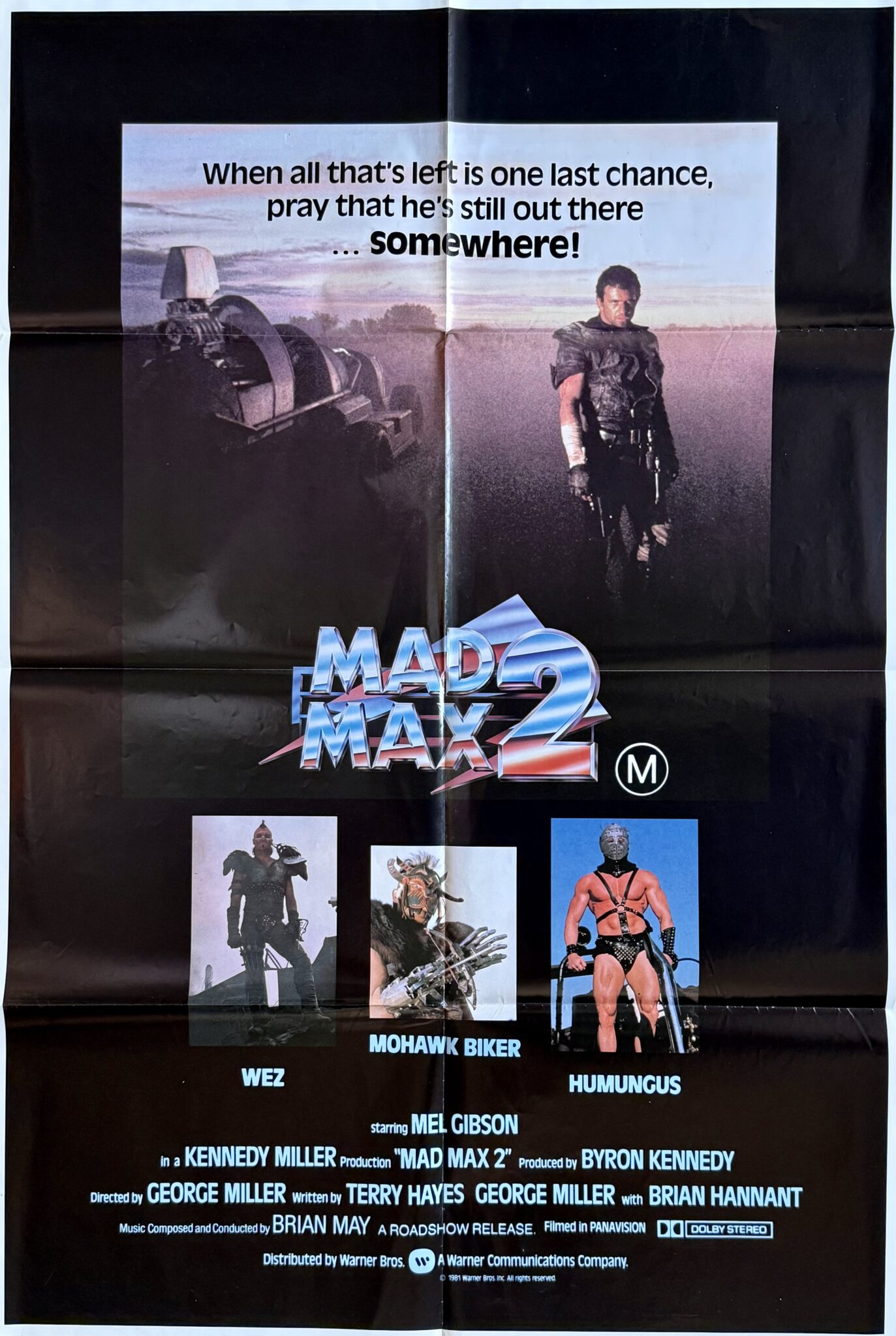 Original Mad Max 2 Movie Poster - Road Warrior - Mel Gibson